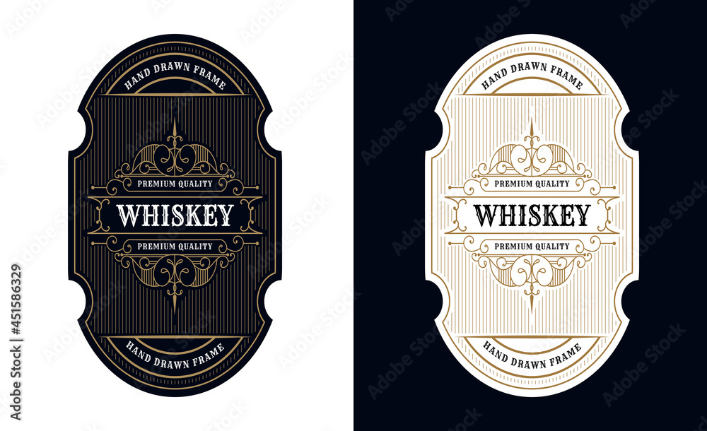 Whiskey Bourbon Vintage luxury antique border frame western engraving ...