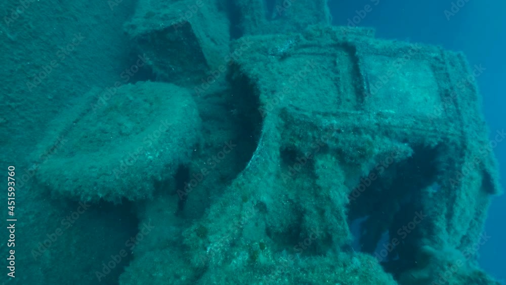 Car on shipwreck Swedish ferry MS Zenobia. Wreck diving. Mediterranean ...
