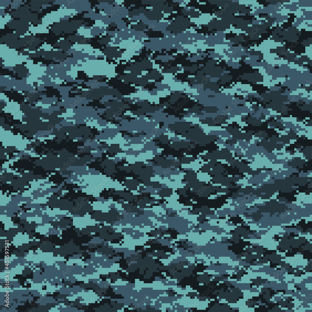 Digital camouflage seamless pattern. Abstract modern pixel camo texture ...
