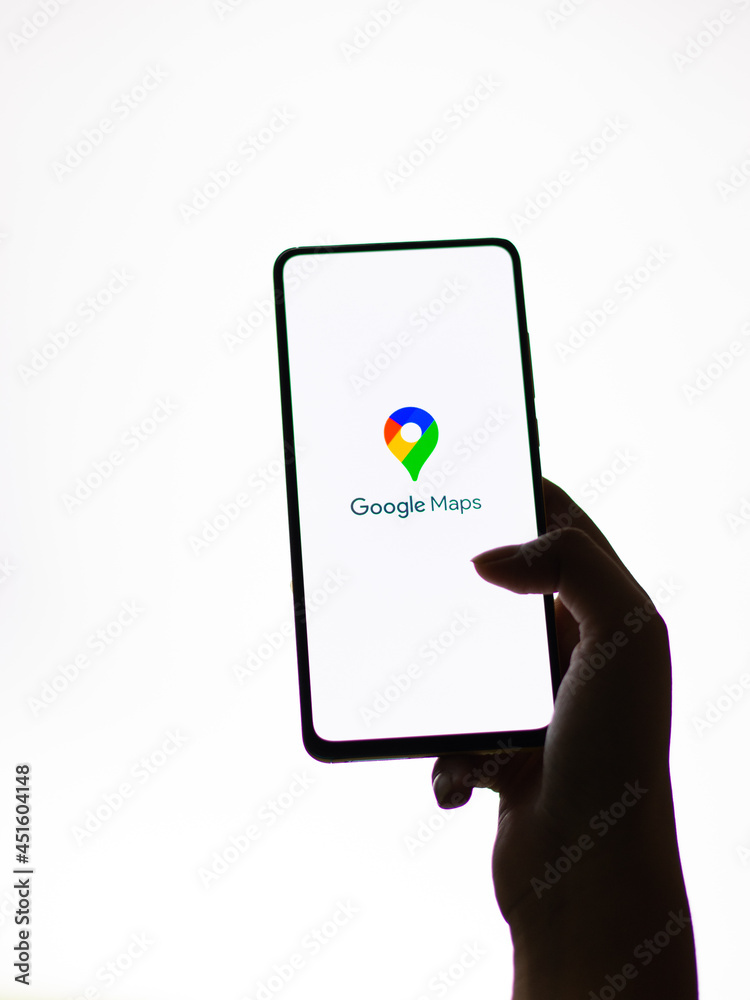 Assam, india - September 24, 2020 : Google Map new logo on phone screen ...