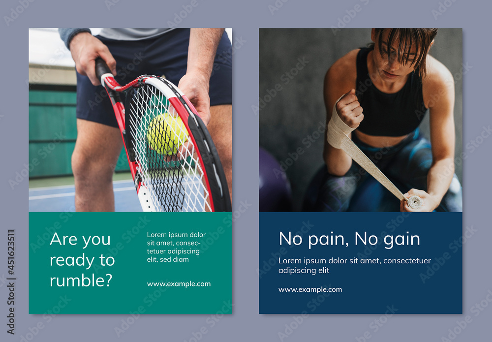 Sports Poster Layout Set Stock Template | Adobe Stock