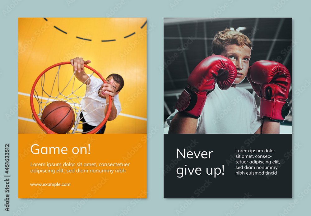 Sports Marketing Poster Layout with Motivational Quote Stock Template ...
