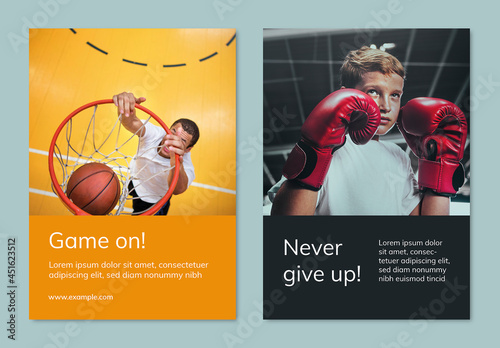 Sports Marketing Poster Layout with Motivational Quote Stock Template ...
