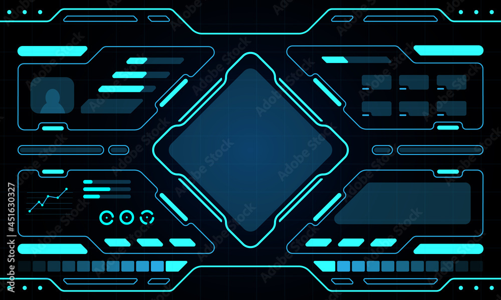 Blue control panel abstract Technology Interface HUD on black ...