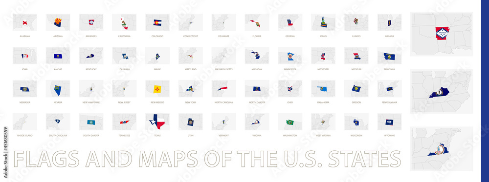 Maps with flag of the US States, national flags and map collection ...