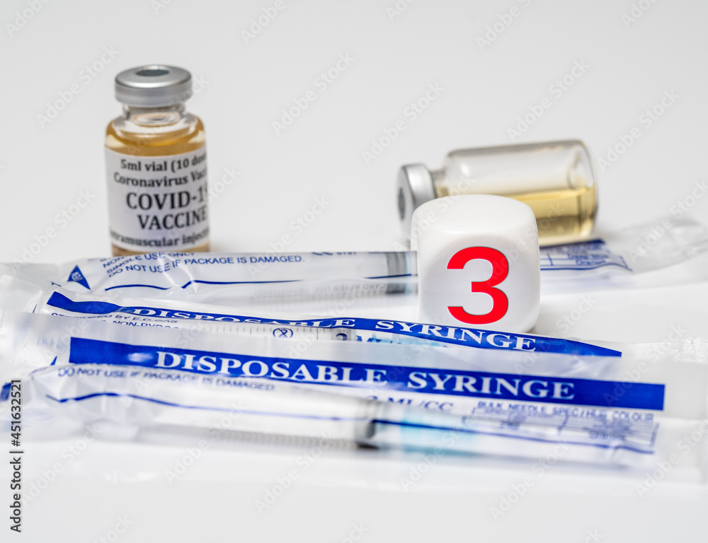 Booster shot for mRNA vaccines for Covid-19 with plastic block with ...