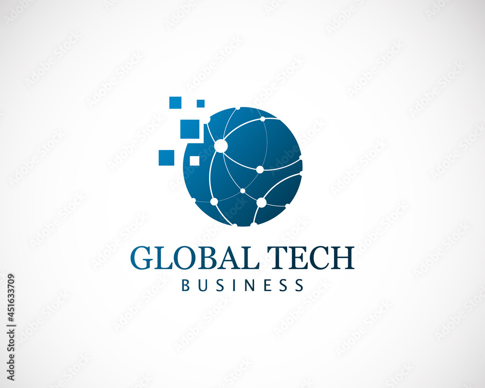 global tech logo creative color modern pixel digital design concept ...