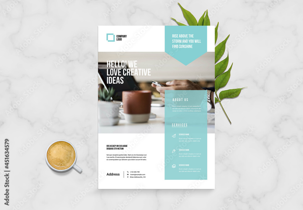 Teal Business Flyer Layout Stock Template | Adobe Stock