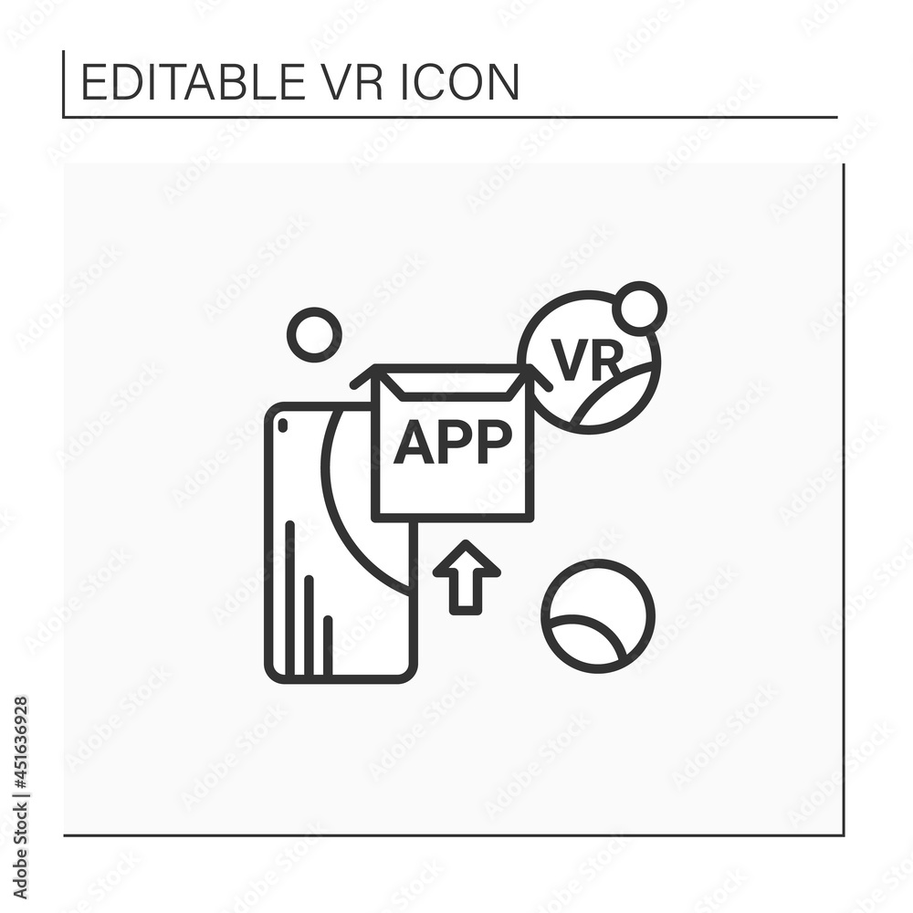 VR apps line icon. Applications help immersive in 3D world, that ...
