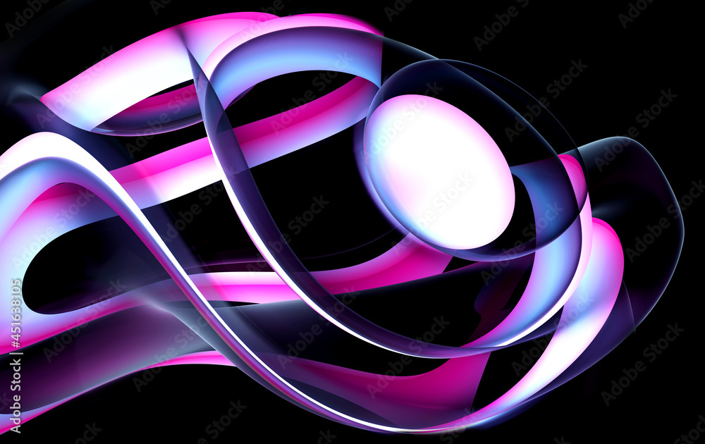 3d render of abstract art part of surreal 3d ball or sphere in curve ...