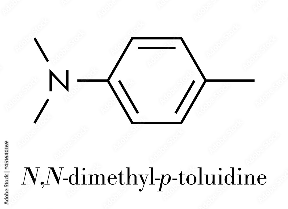 N,N-dimethyl-p-toluidine (DMPT) molecule. Commonly used as catalyst in ...