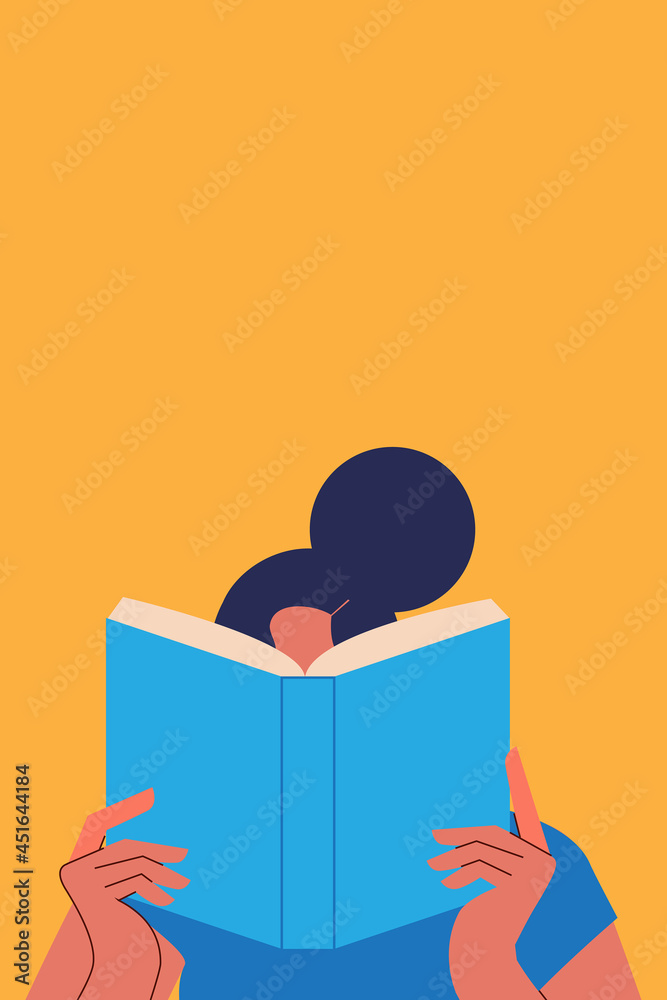 Woman reading a book. Concept on education, self-directed learning ...