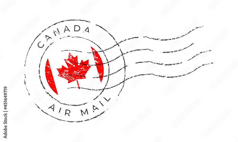 canada postage mark. National Flag Postage Stamp isolated on white ...