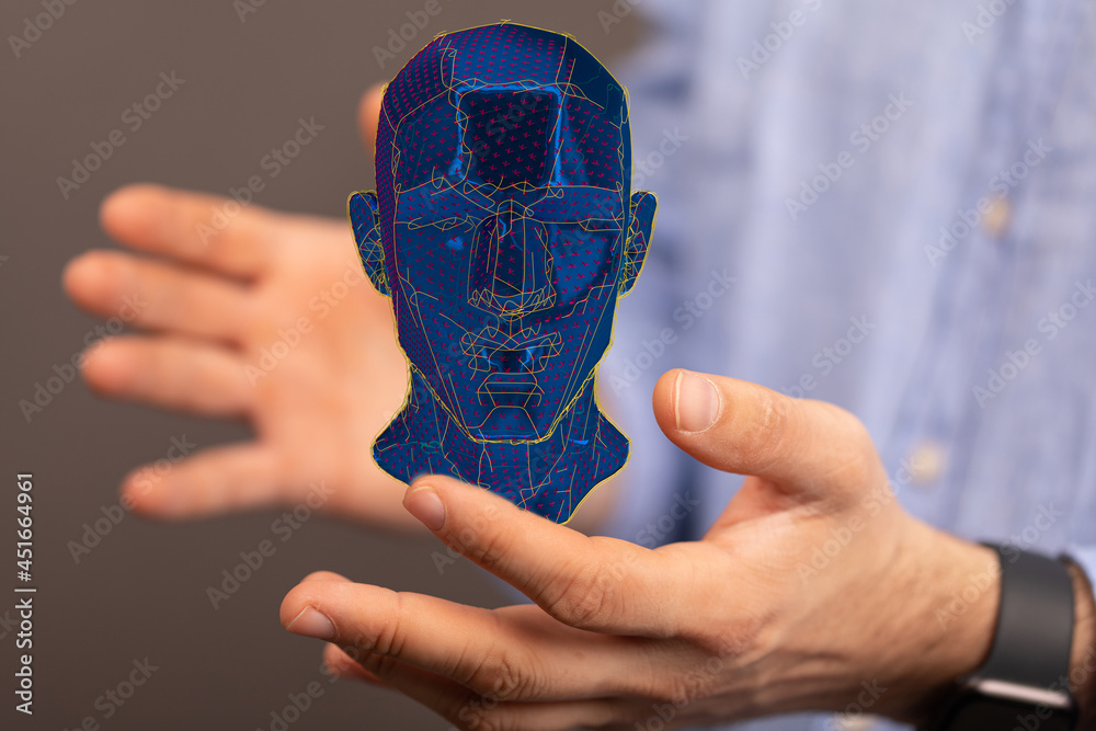 Human head and brain.Deep learning , Machine learning and artificial ...