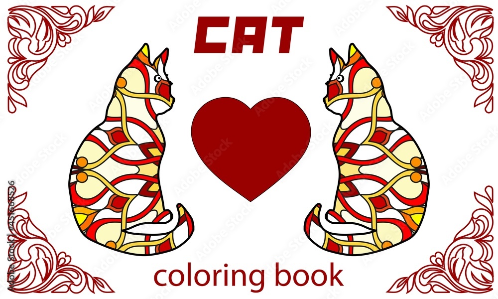 Zen cats. Design Zentangle. Hand drawn cat with abstract patterns on ...
