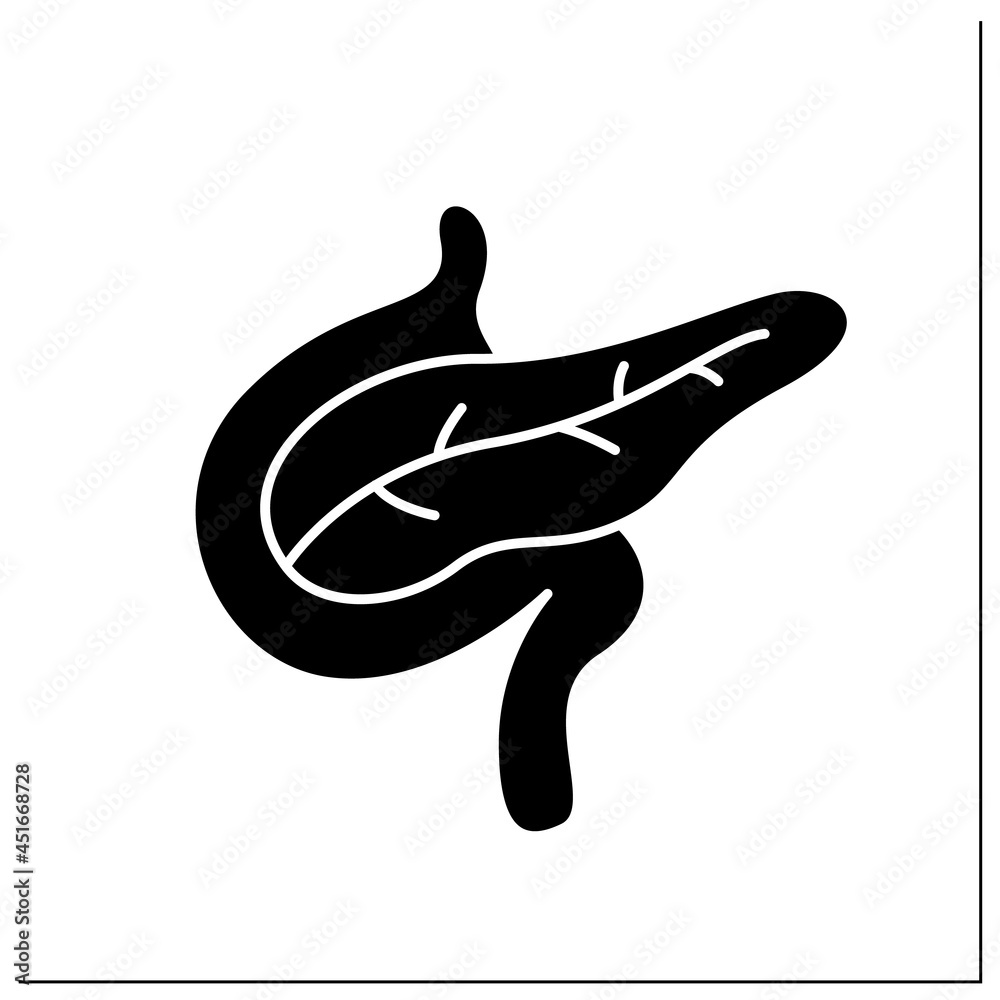 Pancreas glyph icon. Digestive system and endocrine system.Medical ...