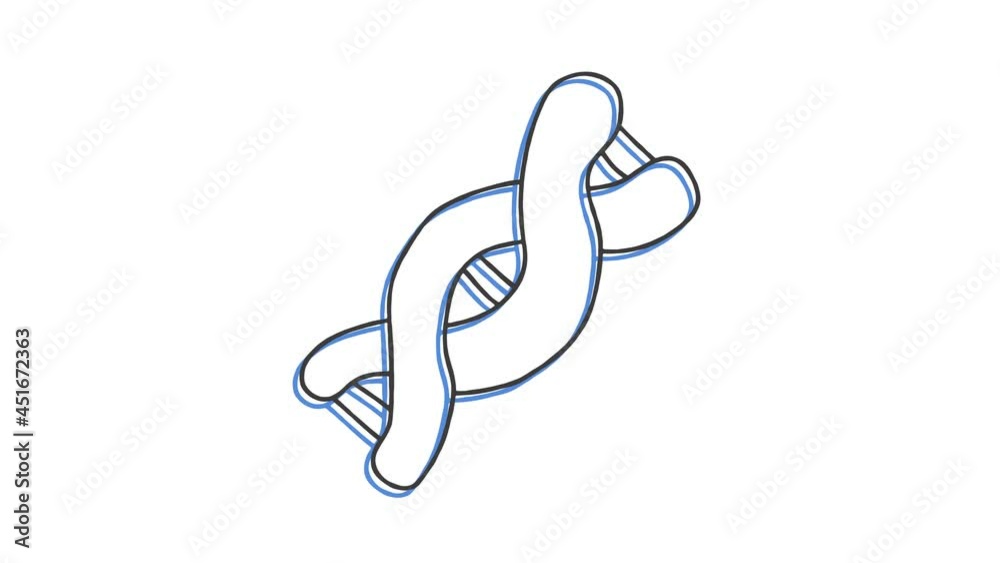 DNA gene symbol drawn by hand with a pencil in one line. Outline icon ...