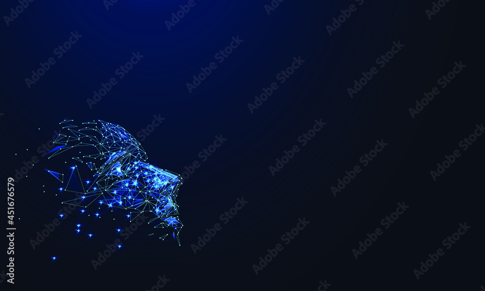 Artificial intelligence in humanoid head. AI with Digital Brain, big ...