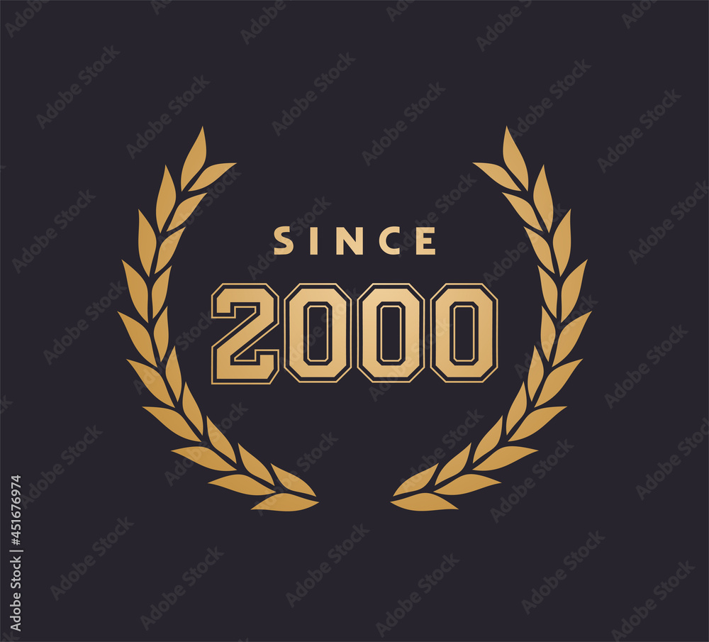 since 2000 emblem flat gold Stock Vector | Adobe Stock