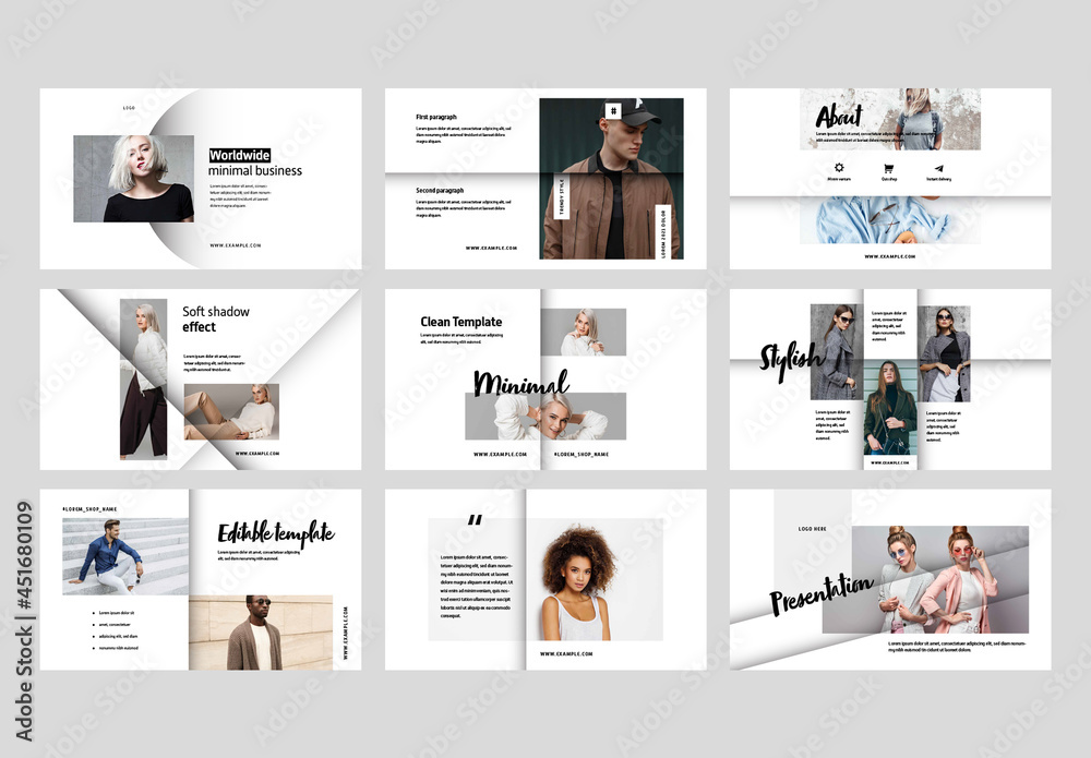 Minimal Presentation Layouts with Photo Placeholders Stock Template ...