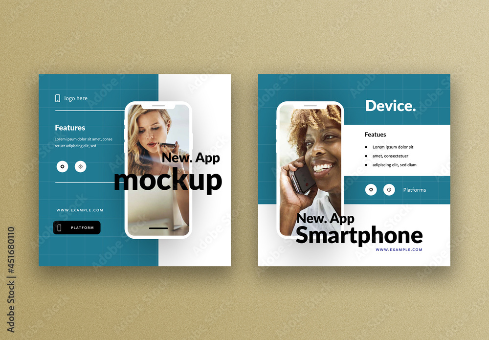 Social Media Layouts with Smartphone Mockups Stock Template | Adobe Stock