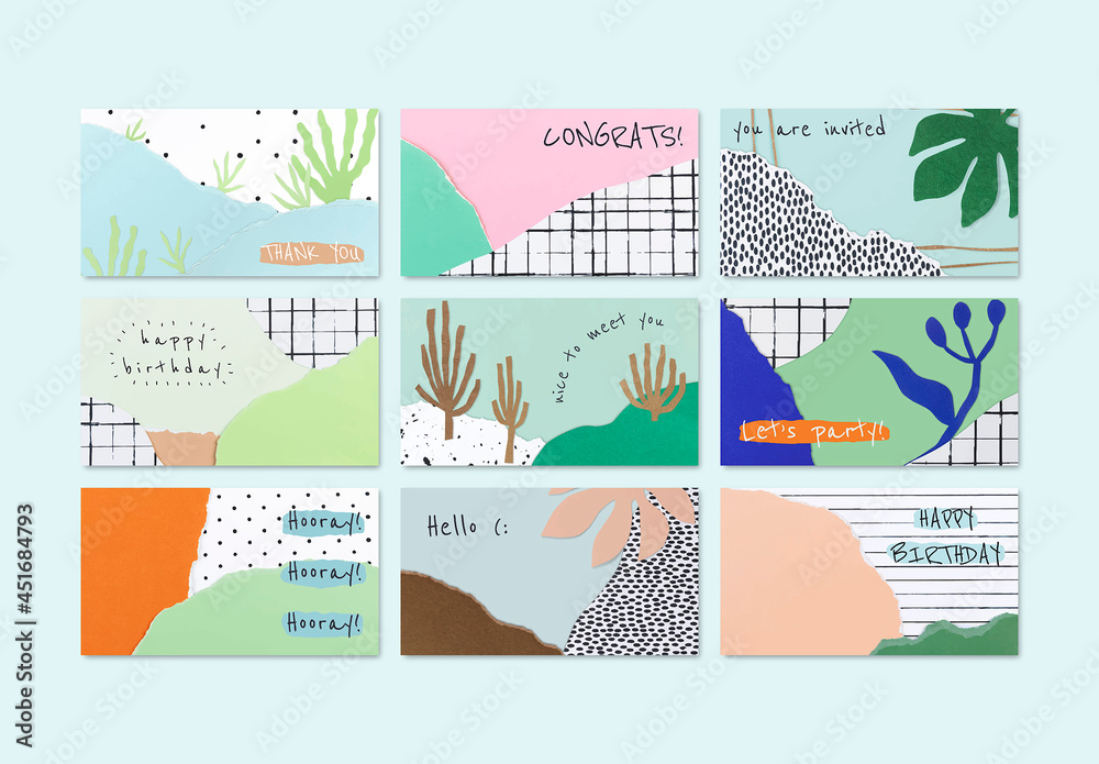 Ripped Paper Collage Template Set Stock Template | Adobe Stock