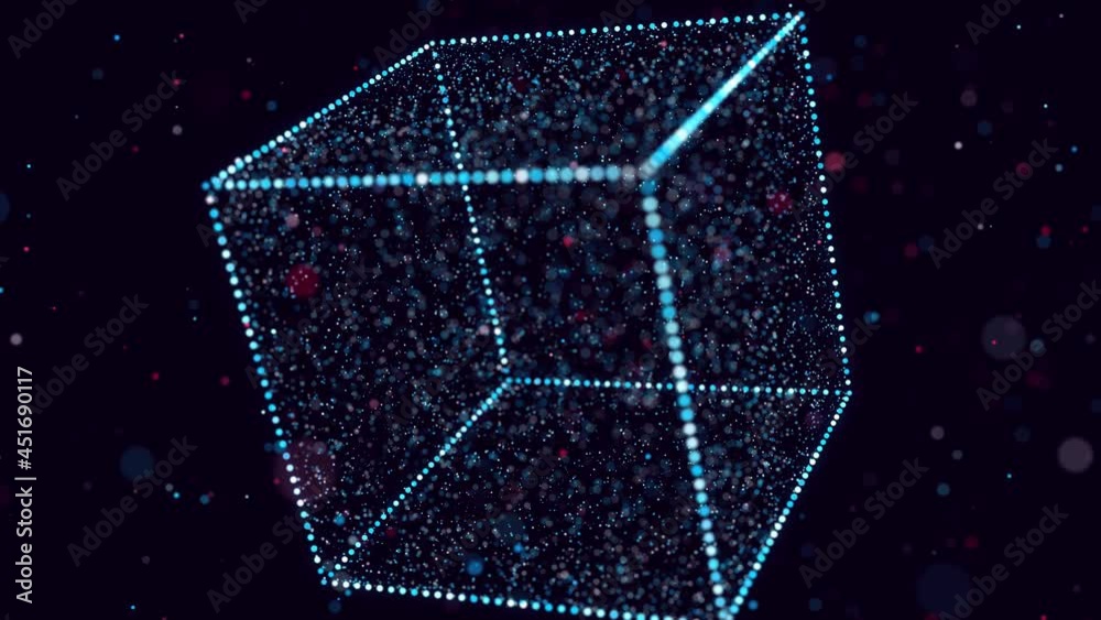 Abstract glow particles form 3d object in space. Cube. Vj loop as bg of ...