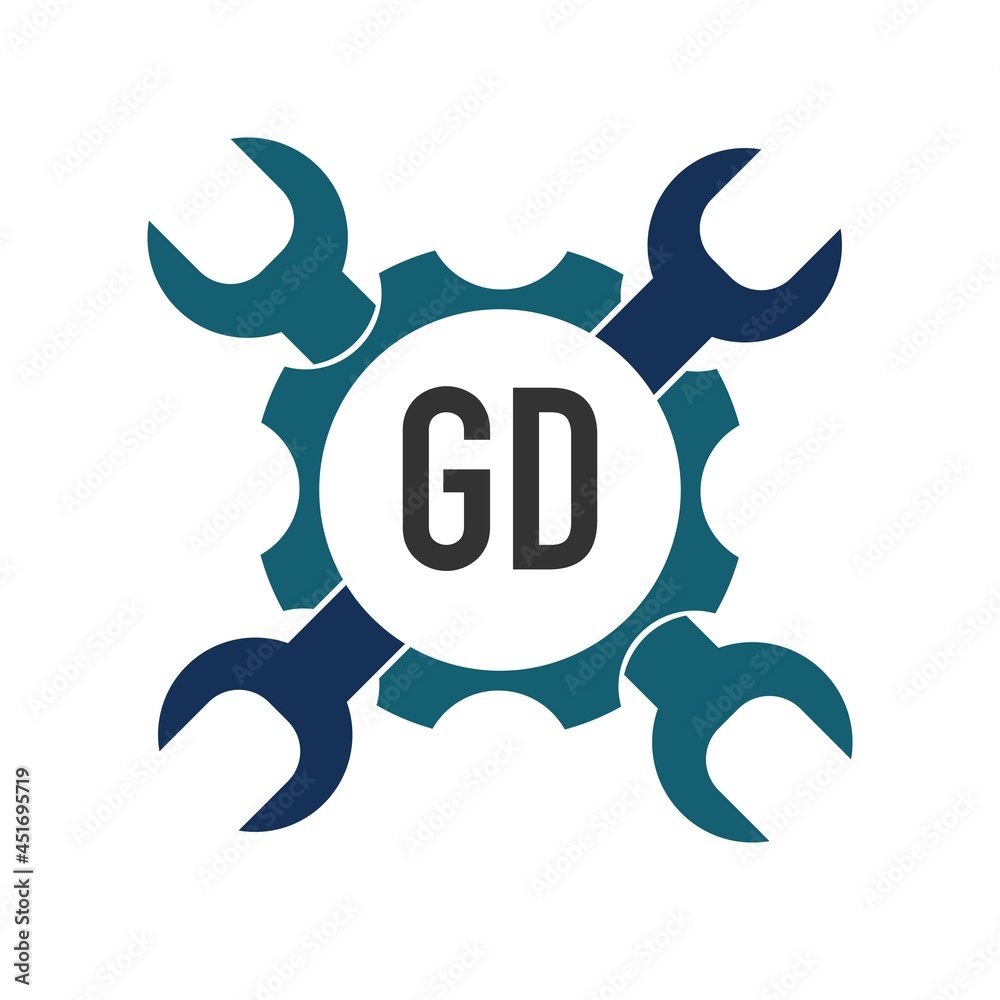 Initial Letter GD Auto Repair Logo Design Template. Auto repait logo ...