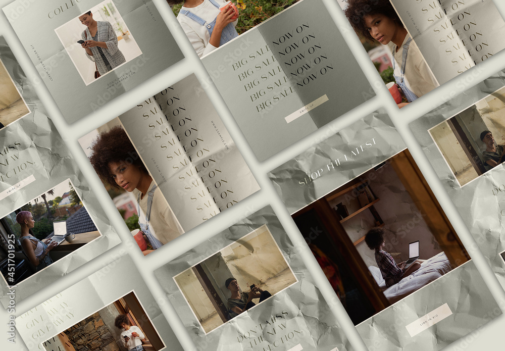 Social Media Posts with Paper Textures Stock Template | Adobe Stock