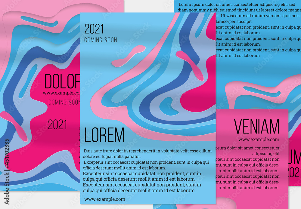 Flyer Layout with Paper Cut Craft Wavy Layered Texture Stock Template ...