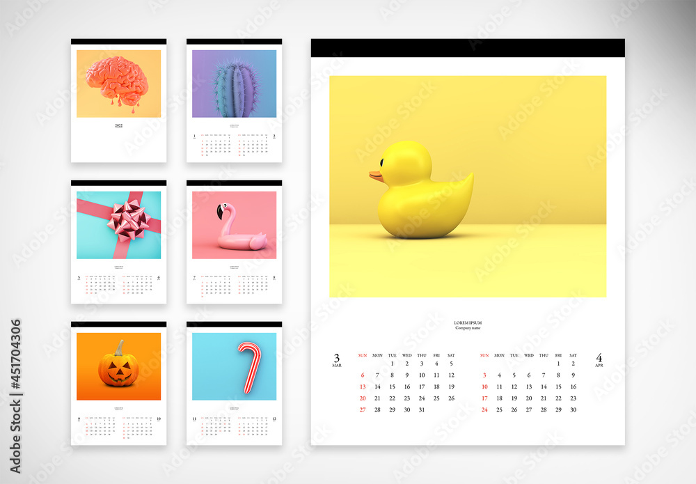 Beautiful and Simple 2022 Calendar Stock Template | Adobe Stock
