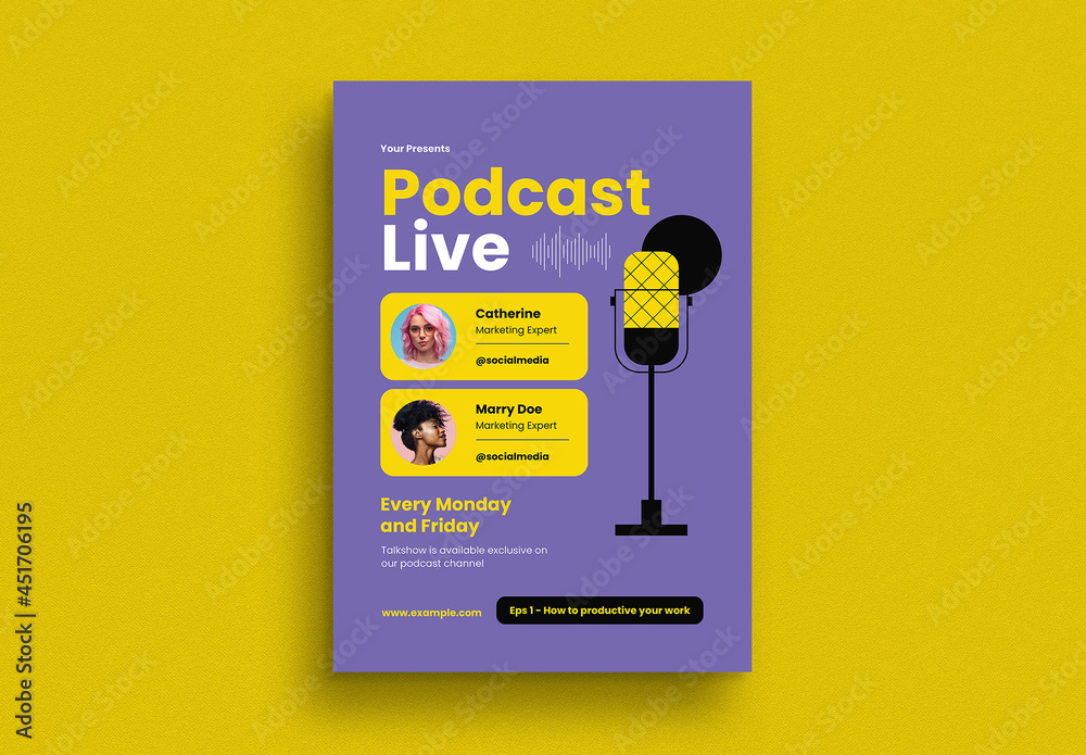Podcast Live Event Flyer Stock Template | Adobe Stock