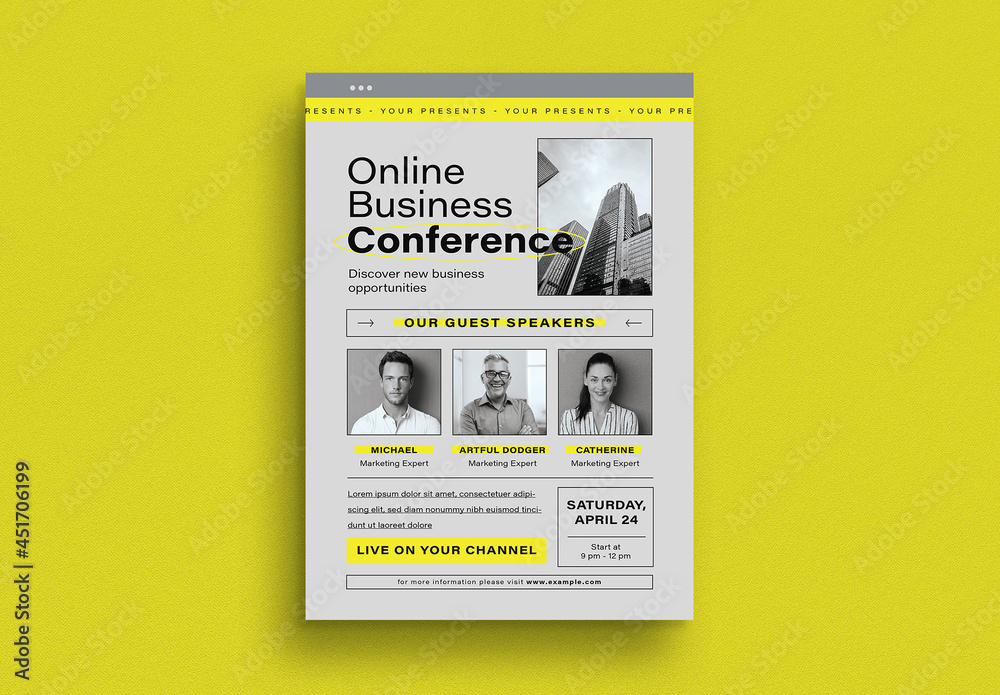 Online Business Conference Flyer Stock Template | Adobe Stock