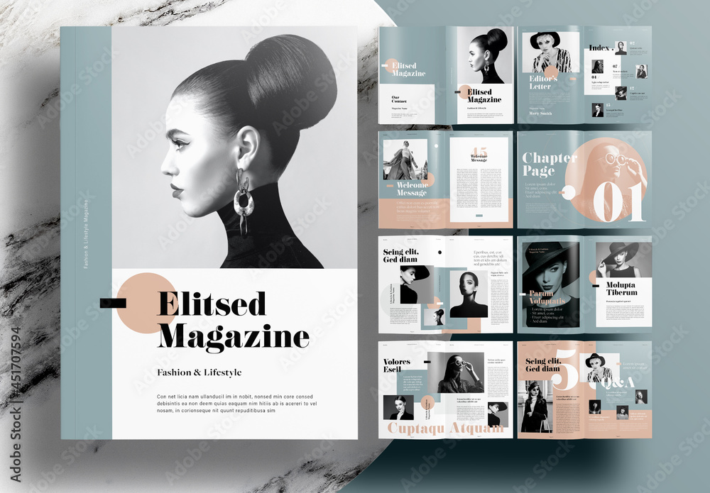 Green Modern Magazine Layout Stock Template | Adobe Stock