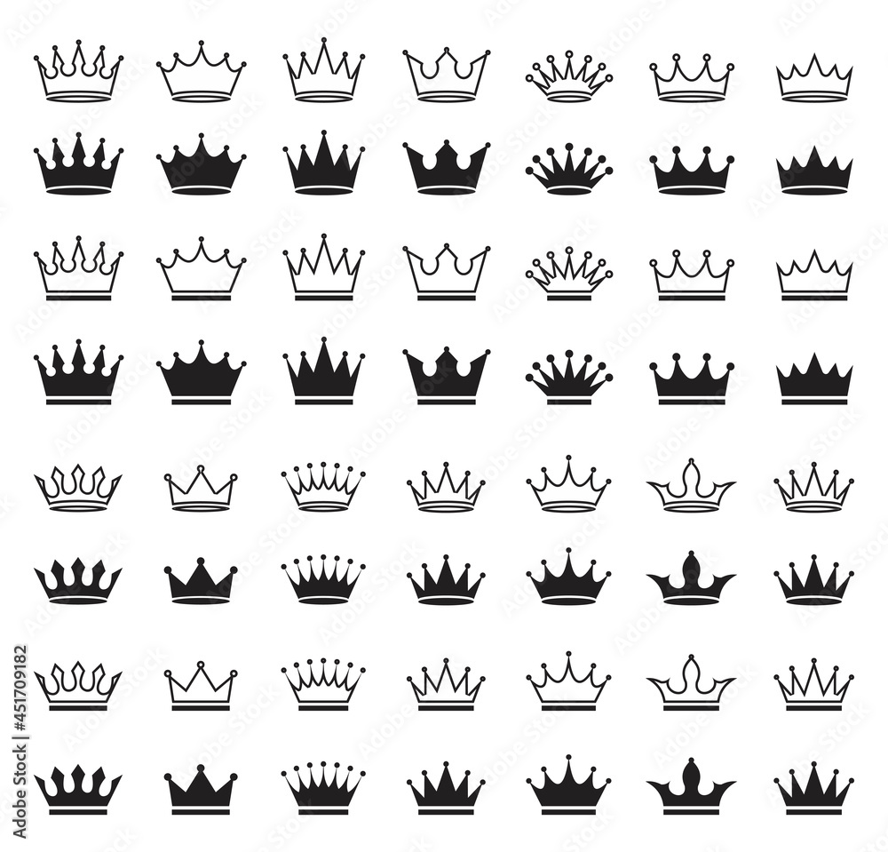 Crown icons set collection. Crown symbol mega collection.. new modern ...