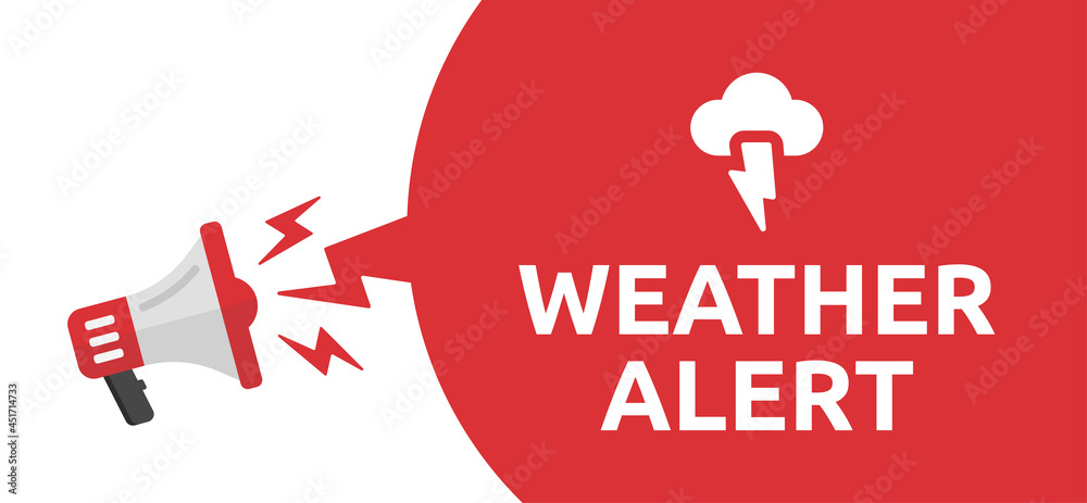 Weather alert announcement sign. Storm warning banner vector ...