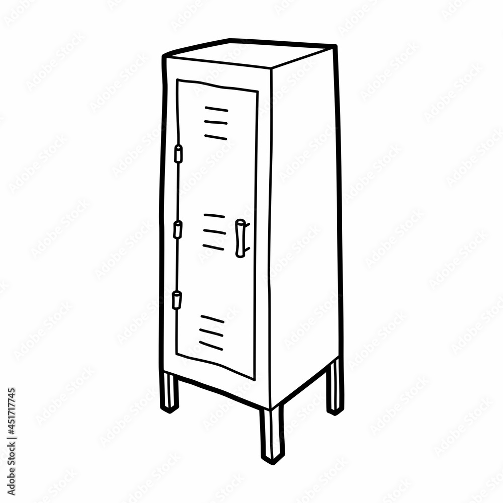 office and school storage metal locker lineart vector illustration icon ...