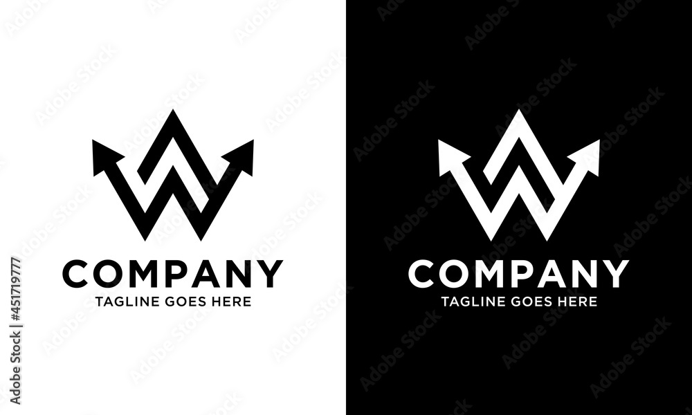 WA ,AW letter with Up Arrow logo design vector template. Stock Vector ...