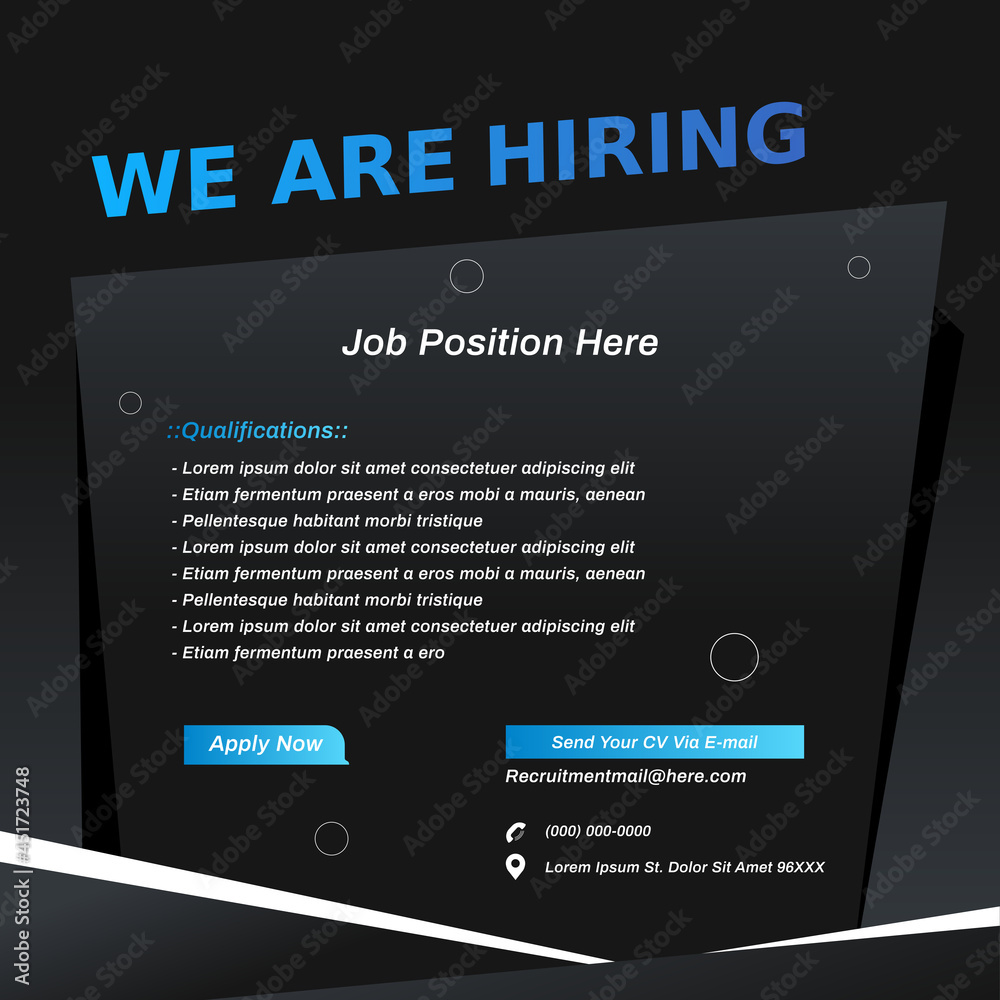 We are hiring job position. Modern social media post template digital ...