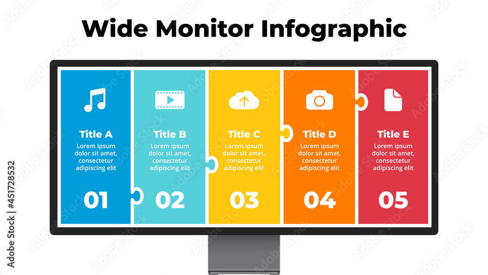 Monitor mock up. Infographic slide template. Electronic device ...