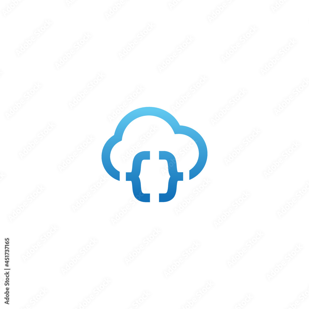 Cloud code logo design template. coding symbol icon. Stock Vector ...