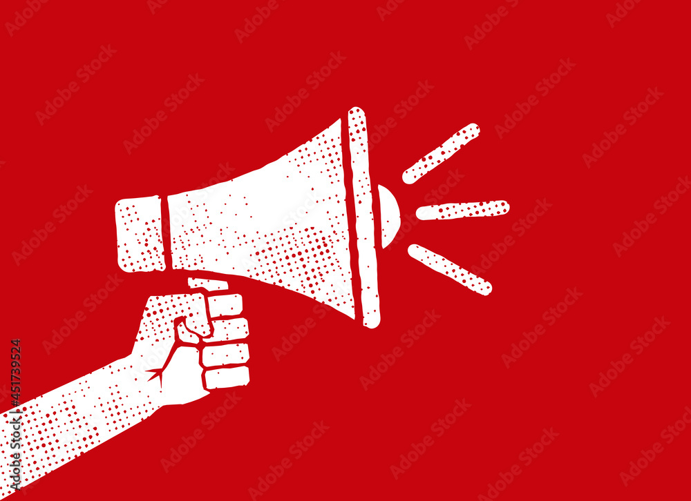 Megaphone music flat style icon shape symbol. Voice sound speech logo ...