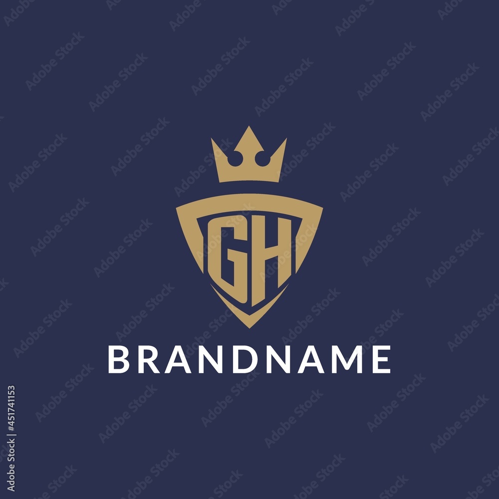GH logo with shield and crown, monogram initial logo style Stock Vector ...