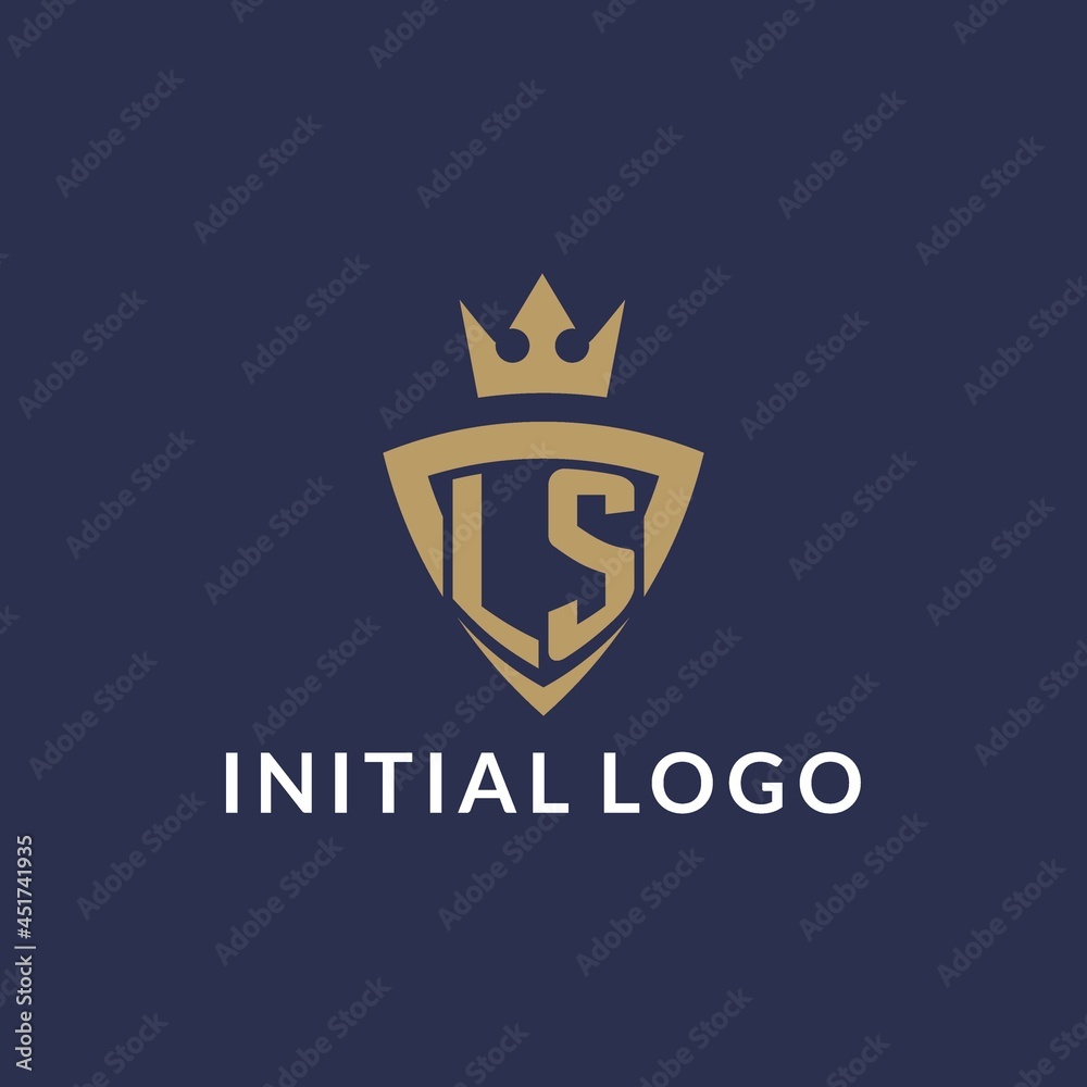 LS logo with shield and crown, monogram initial logo style Stock Vector ...