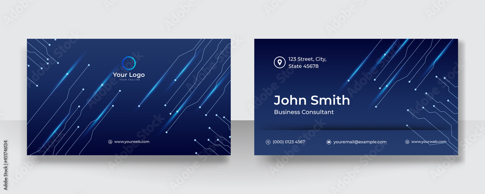 Business card design template with technology and game concept. Tech ...
