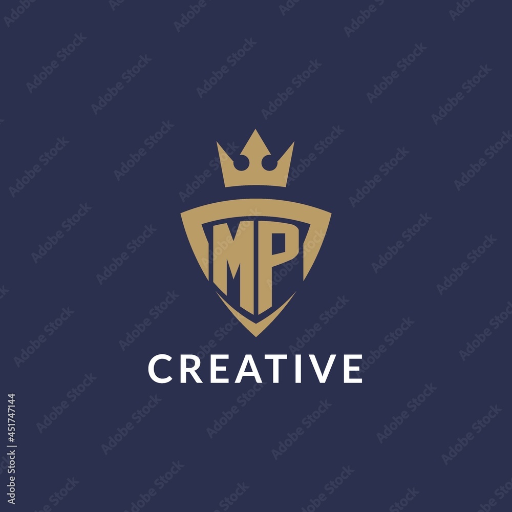 MP logo with shield and crown, monogram initial logo style Stock Vector ...