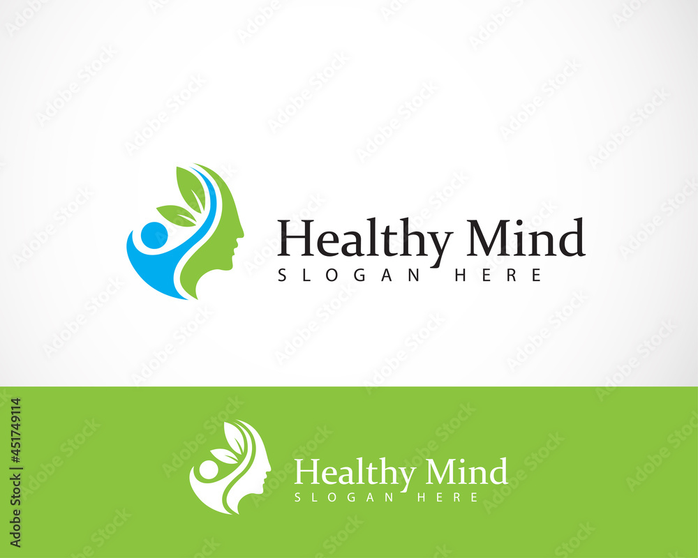 healthy mind logo creative psychology creative human nature face Stock ...
