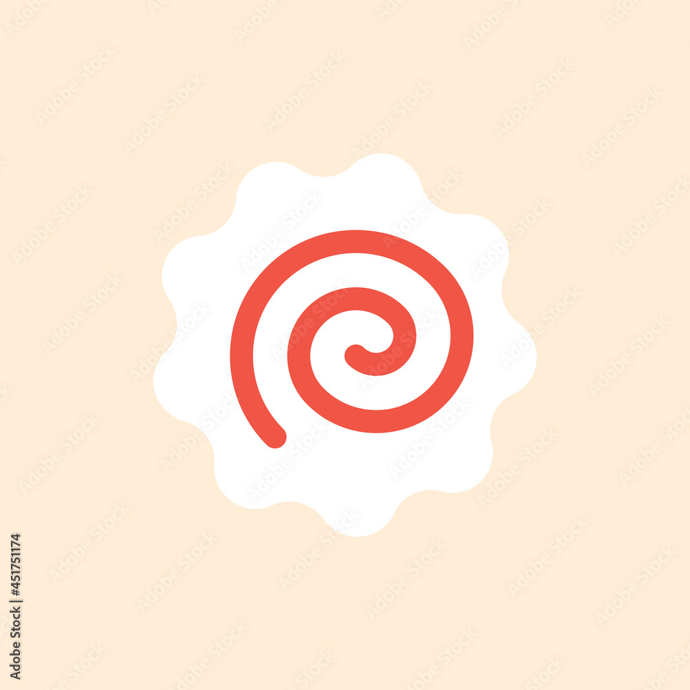 Narutomaki or kamaboko surimi flat vector icon. Traditional Japanese ...