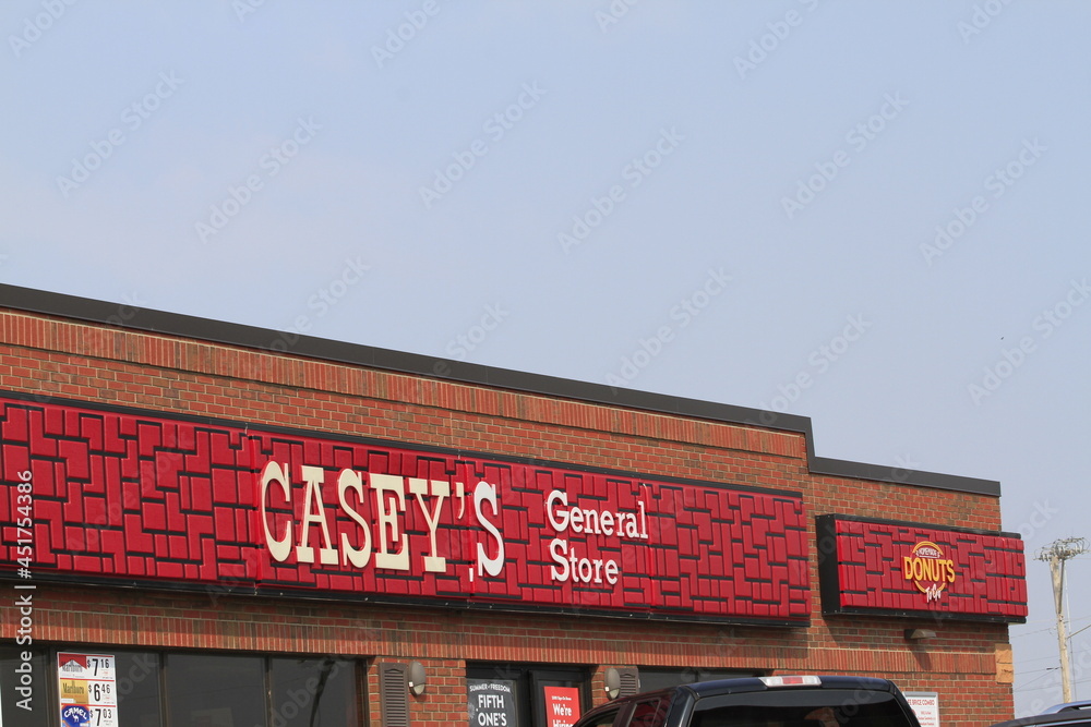 Casey's Convenience store sign shot closeup used for advertisement that ...