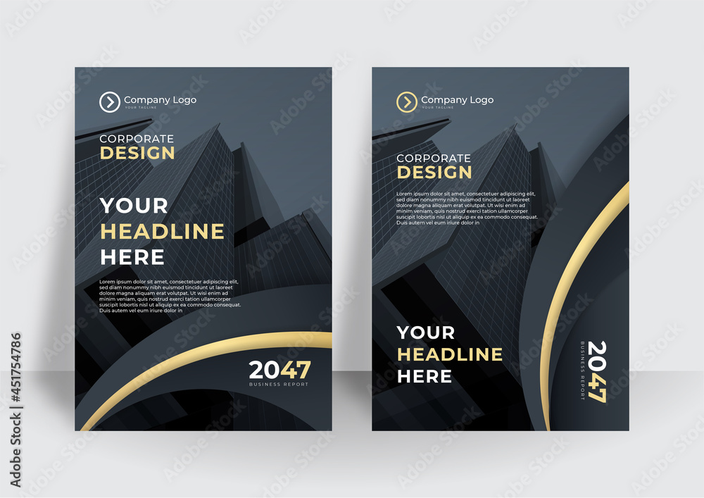 Modern white gold black cover template background for business. Modern ...
